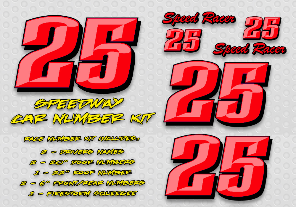 Race Car Numbers Red Speedway Vinyl Decals Late Model, Modified, Street ...