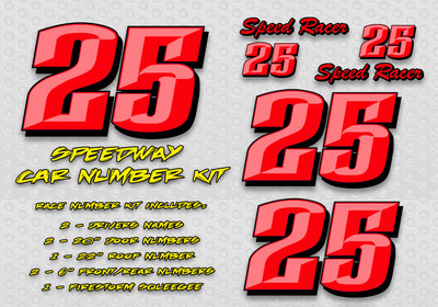 Race Car Numbers Red Speedway Vinyl Decals Late Model, Modified, Street ...