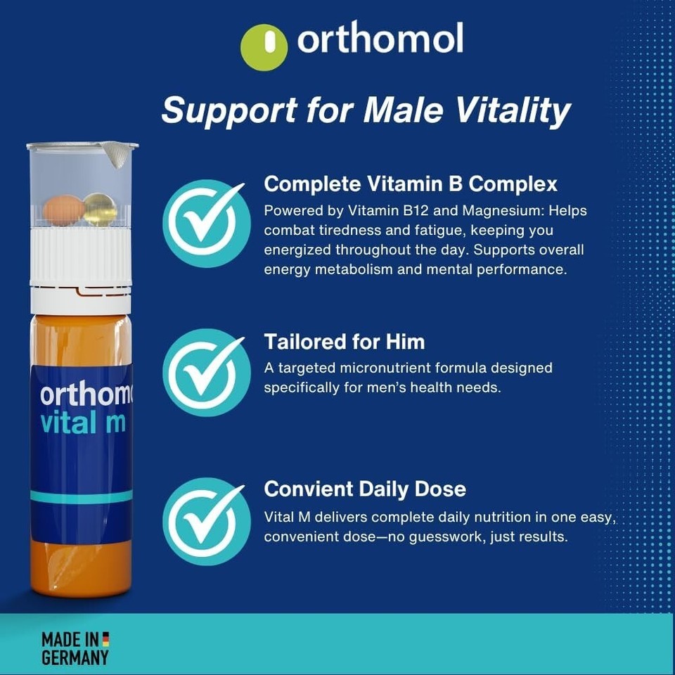 Orthomol Vital M Vial – 30-Day Men's Vitamin Supplement 30 Count (Pack ...