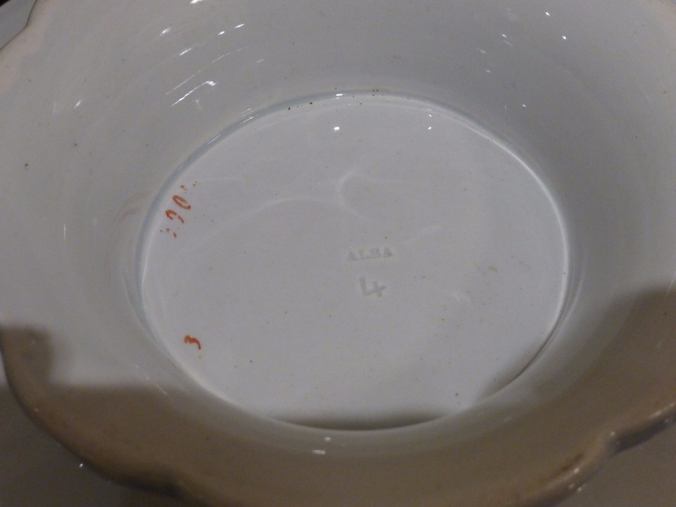 Antique Alba Porcelain Cobalt Hand Painted Footed Bowl with Handles | eBay