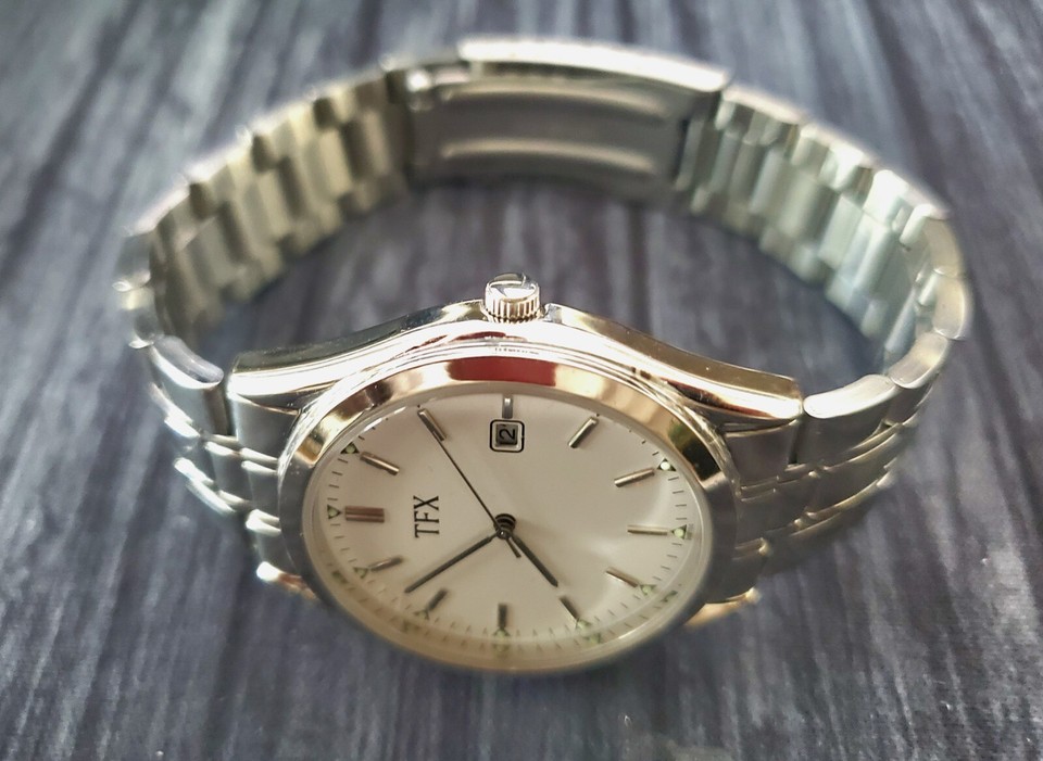 Bulova TFX Stainless Steel Date White Enamel Dial Mens Watch | eBay