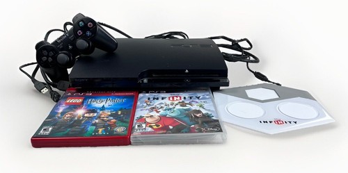 Sony PlayStation 3 PS3 Slim Console CECH-2501B 320GB W/ Controller & 2 ...