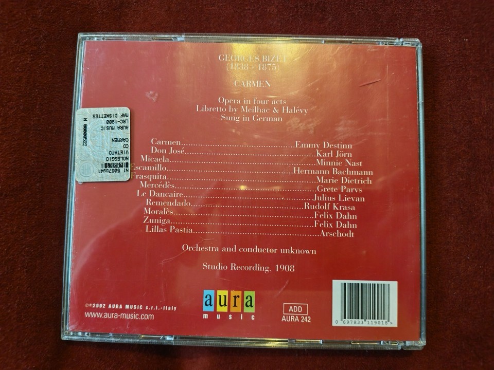 THE FIRST RECORDING OF GEORGES BIZET'S CARMEN. 1908 RECORDING. 2CD ...