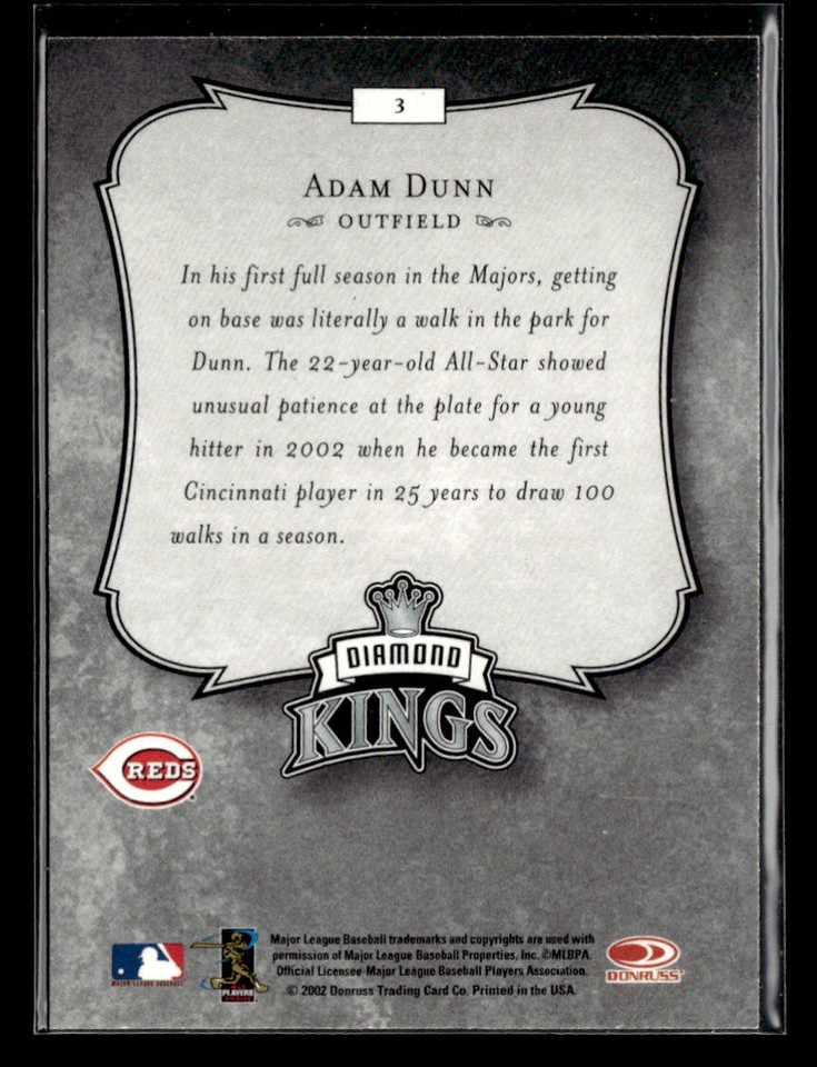 2003 Donruss #3 Adam Dunn Card Cincinnati Reds | eBay