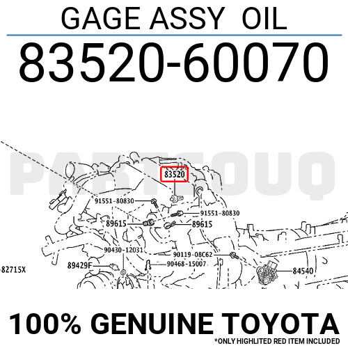 8352060070 Genuine Toyota GAGE ASSY OIL 83520-60070 | eBay