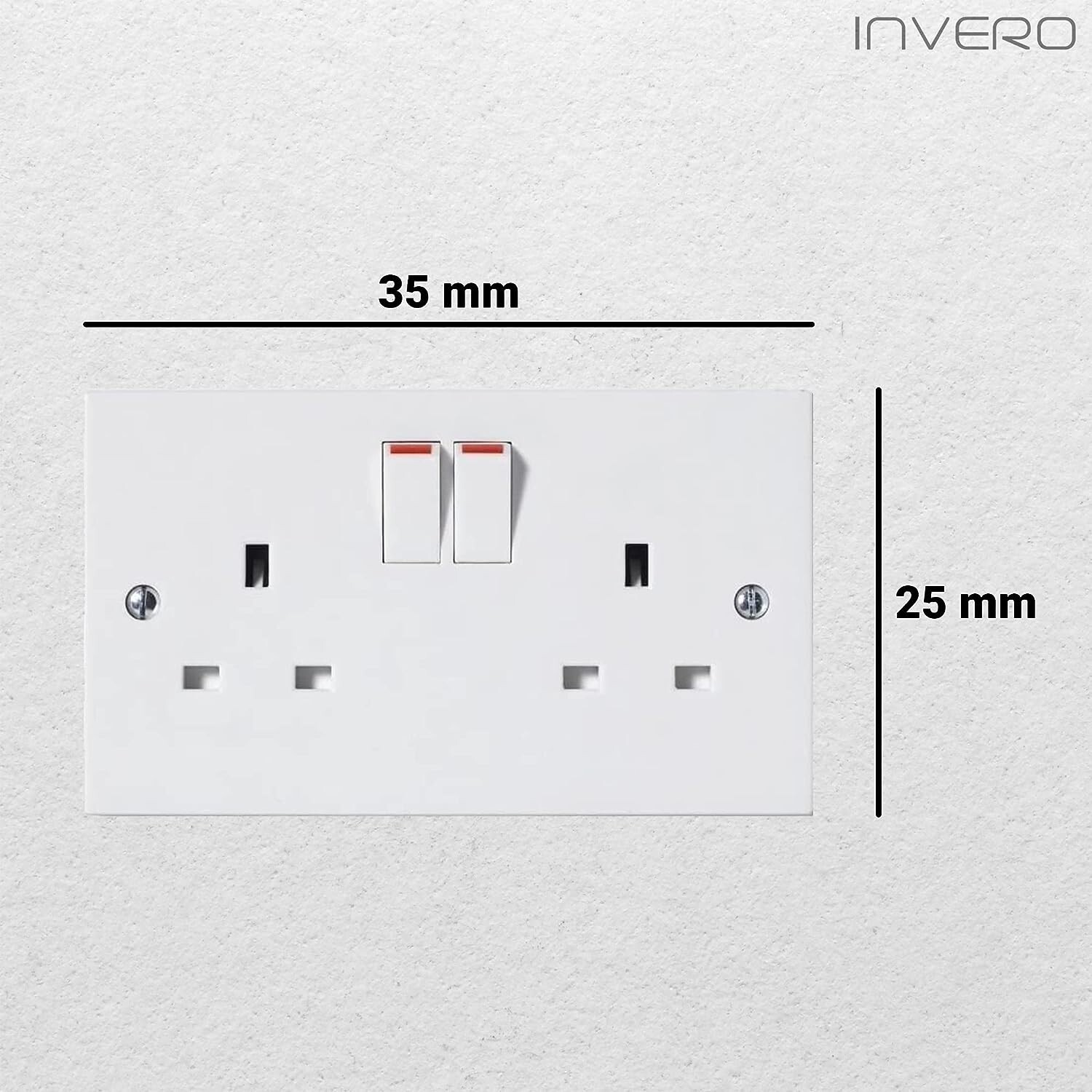 Wall Socket White Twin Double Plug Electric Switched Square Edge with ...