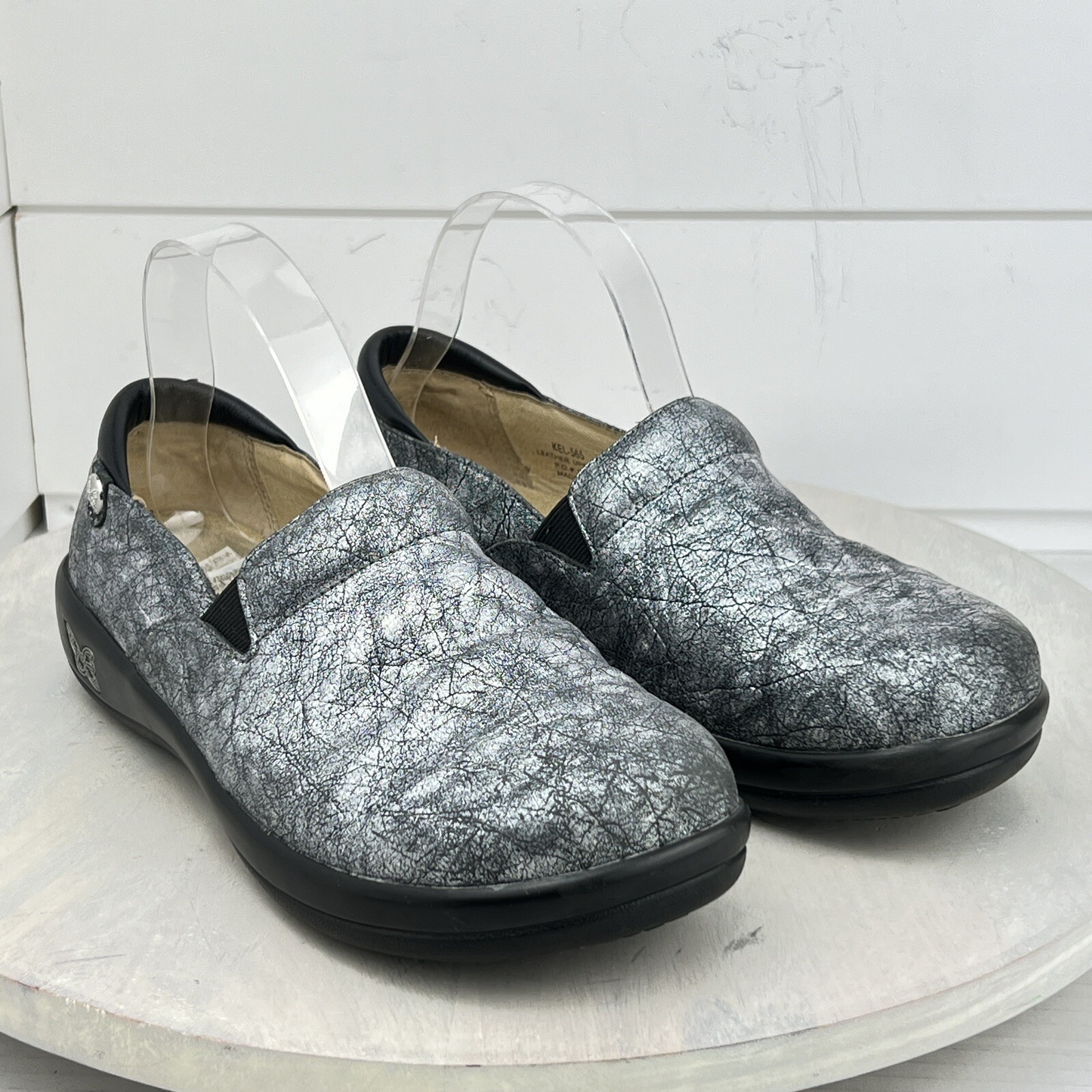 Alegria Keli Metallic Silver Leather Clogs Shoes KEL-… - Gem