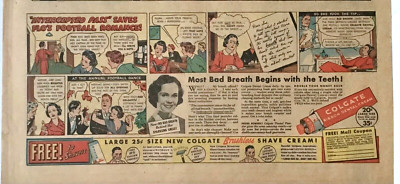 1935 color newspaper ad for Colgate Dental Creme - Flo's Football ...