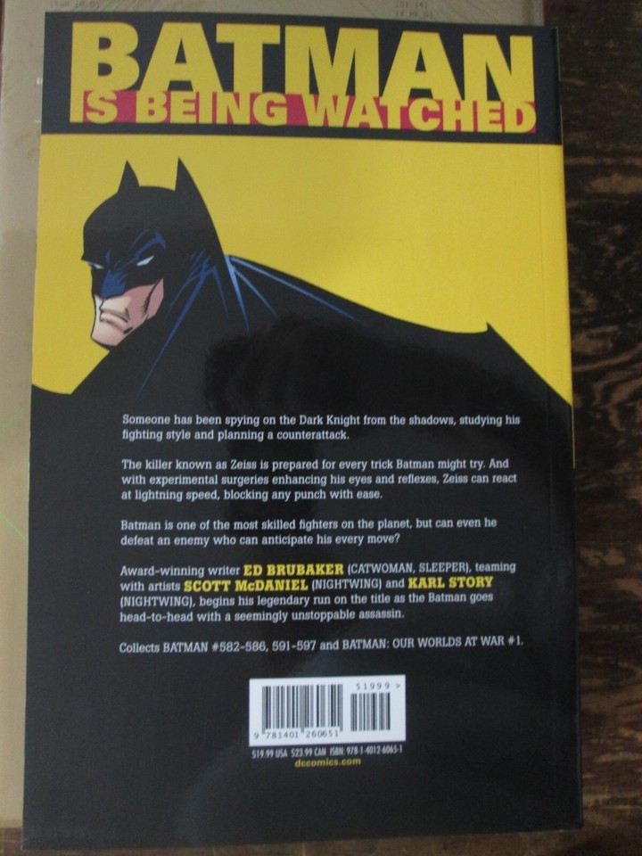 Batman by Ed Brubaker 1 Graphic Novel Trade TPB New DC NM Batman 582 ...