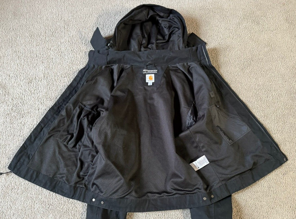 Carhartt Men's Black Canvas Hooded Zip Front Jacket w/Company Logos ...