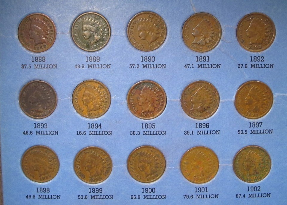 Vintage Indian Cent Collection 46 Different Dates 1857-1909 AN645 | eBay