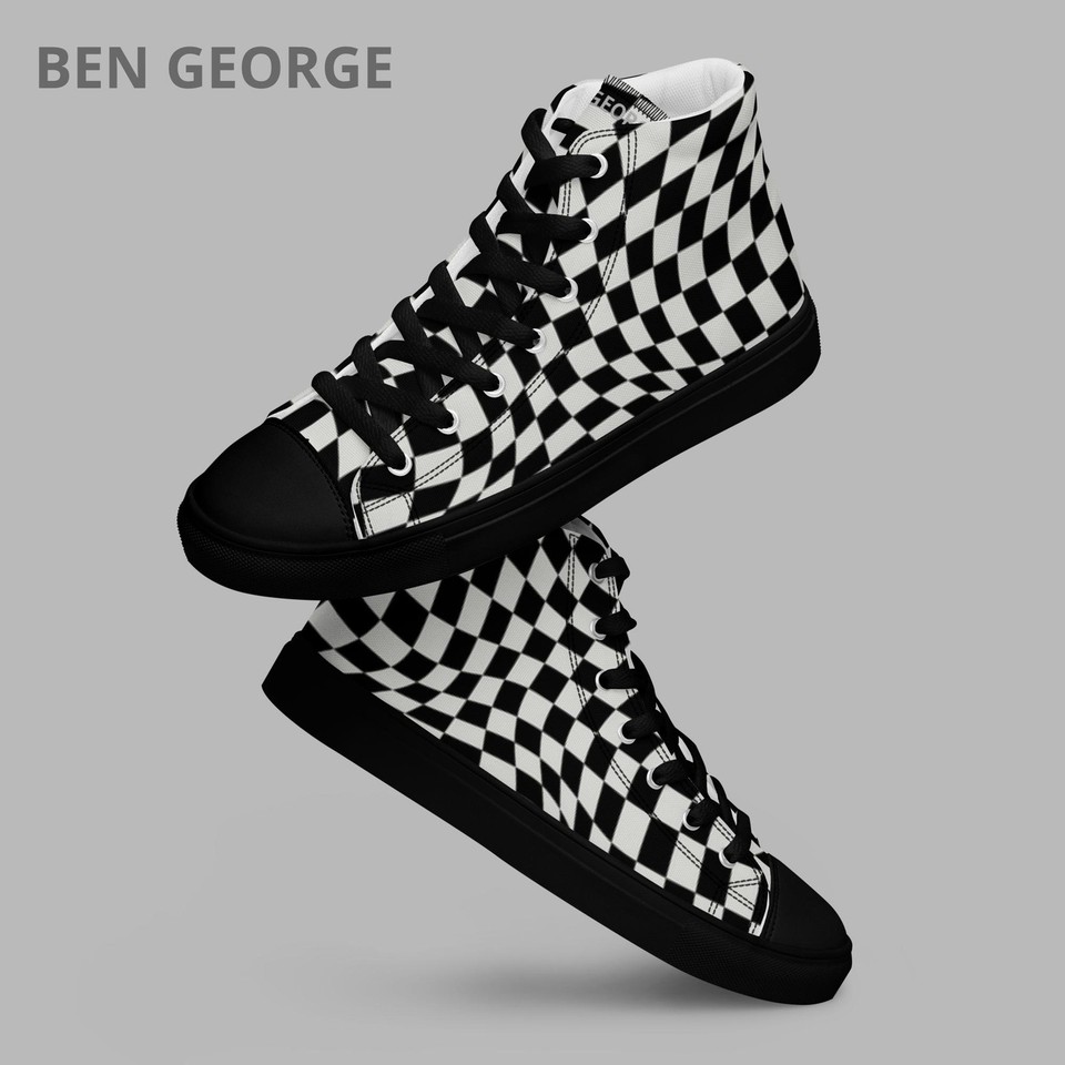 Ben George / Men’s high top canvas shoes - Checker | eBay