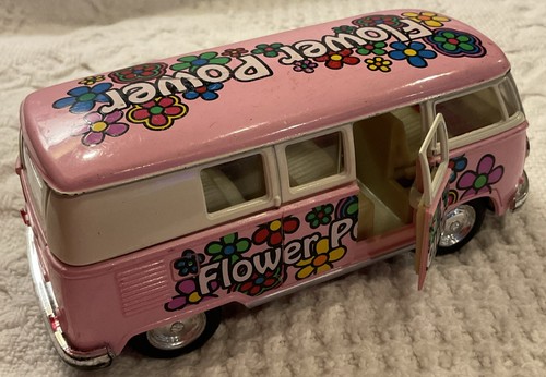 Kinsmart 1962 Volkswagen Classical Pink Microbus Flower Power Die-cast ...