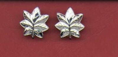 Navy and Marine Pair of LT Colonel Rank Insignia silver oak leaves USA ...