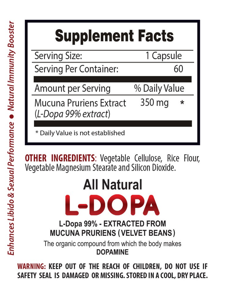 Dopaboost - L-DOPA Mucuna Extract 99% 350mg - serotonin brain food - 1 ...