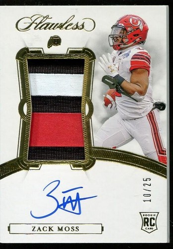2020 Zack Moss Auto Patch Rookie Card - Panini Flawless #136 /25 Bills ...