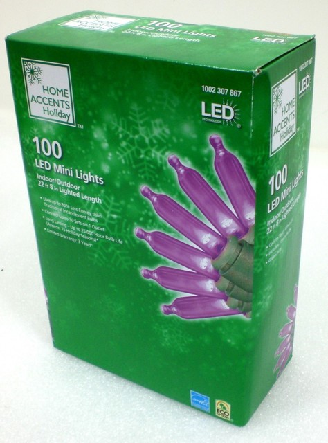Home Accents Holiday Purple Mini LED Light Set 100 Christmas Valentine ...