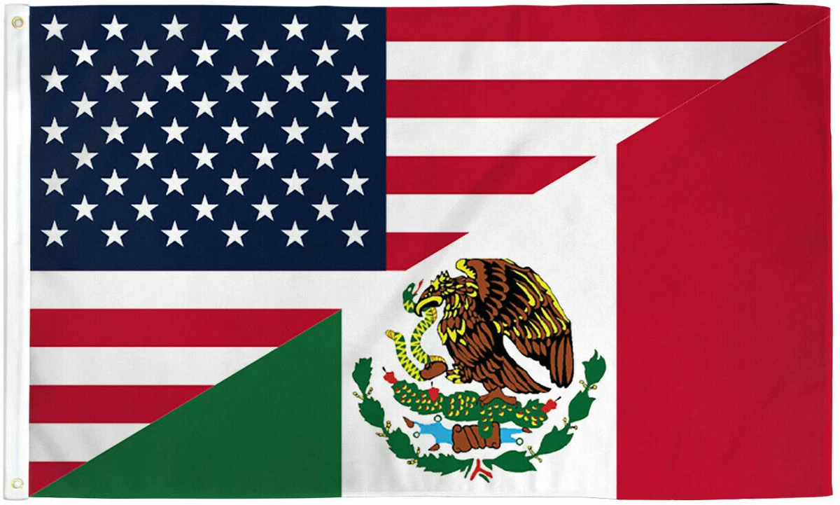 Mexican And American Flag Crossed