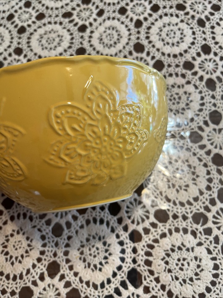 Pioneer Woman Cornucopia Ceramic Mixing Bowl Set 3 Piece Scalloped Red ...