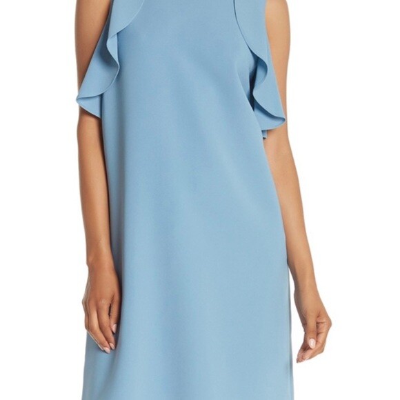 NWT $498 Lafayette 148 New York Kaydence Sheath Ruffle Trim Dress Sz L ...