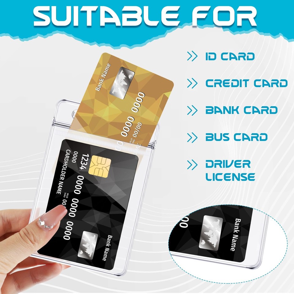 30 Pack Vertical ID Badge Holders Clear Plastic Waterproof Card Holder ...