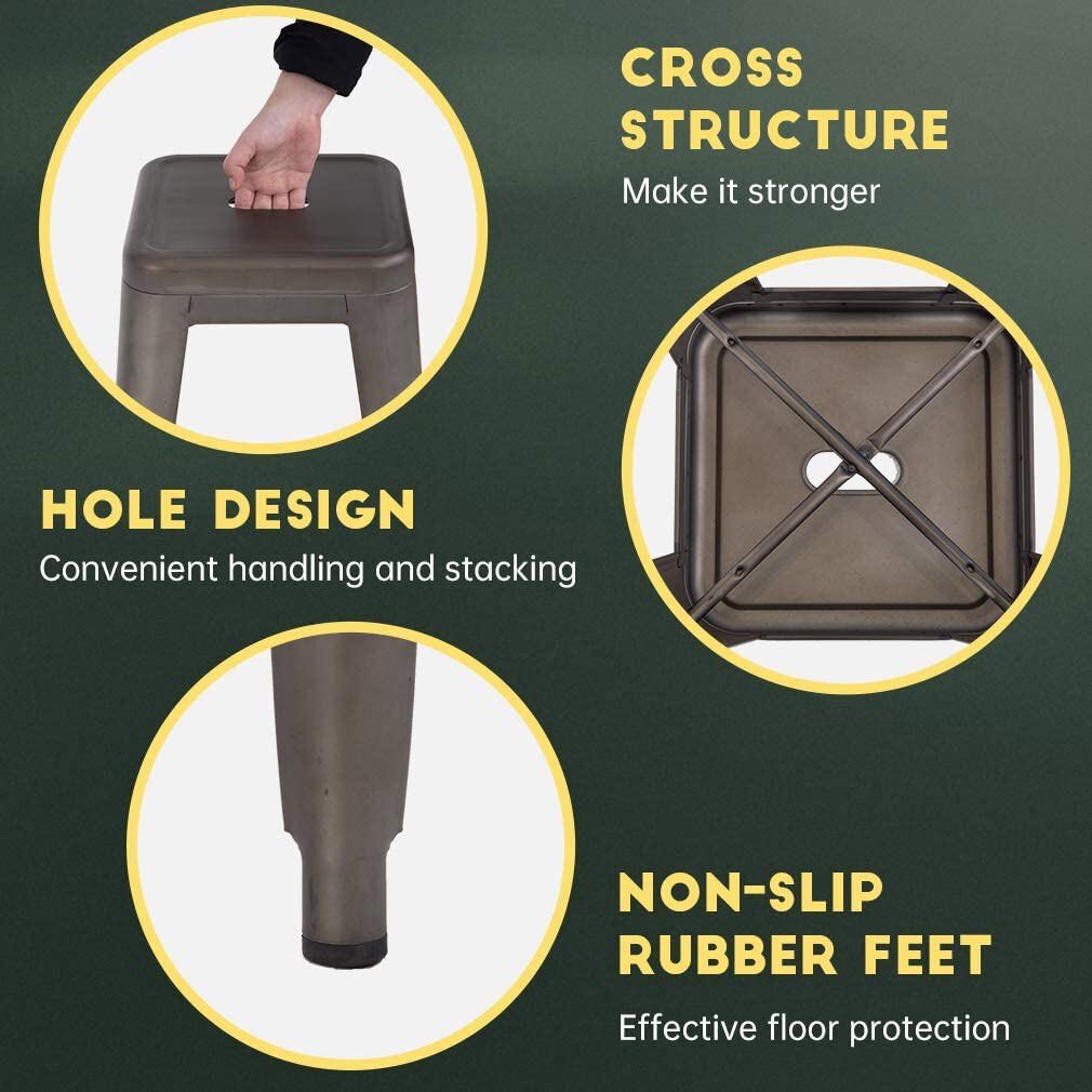 30" Metal Bar Stools Backless Stools Indoor Outdoor Stackable Stools ...