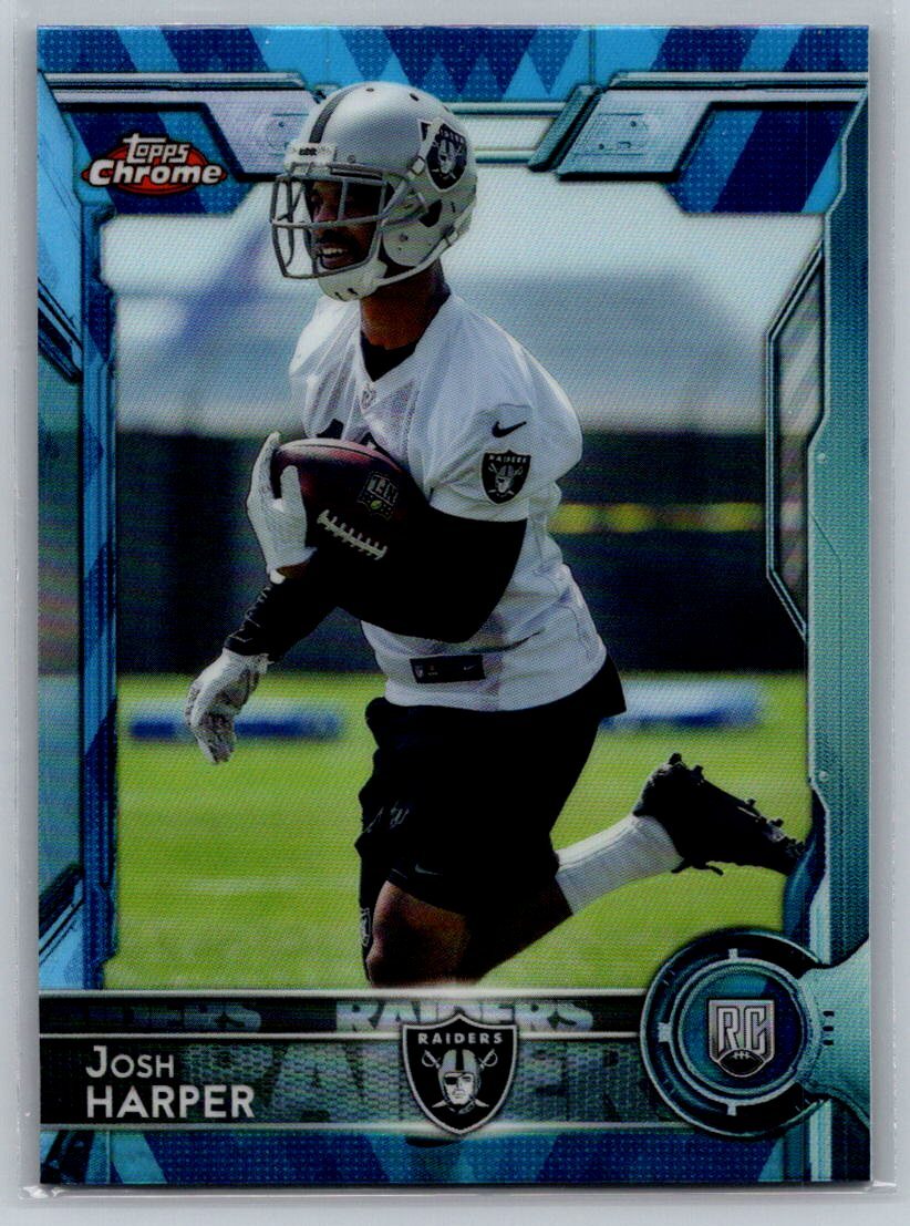 2015 Topps Chrome #123 Josh Harper Hot Box Blue Refractor RC RAIDERS (A ...