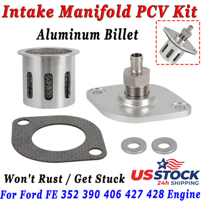 Billet Aluminum Intake Manifold PCV Kit For Ford Fe 352 390 406 427 428 ...