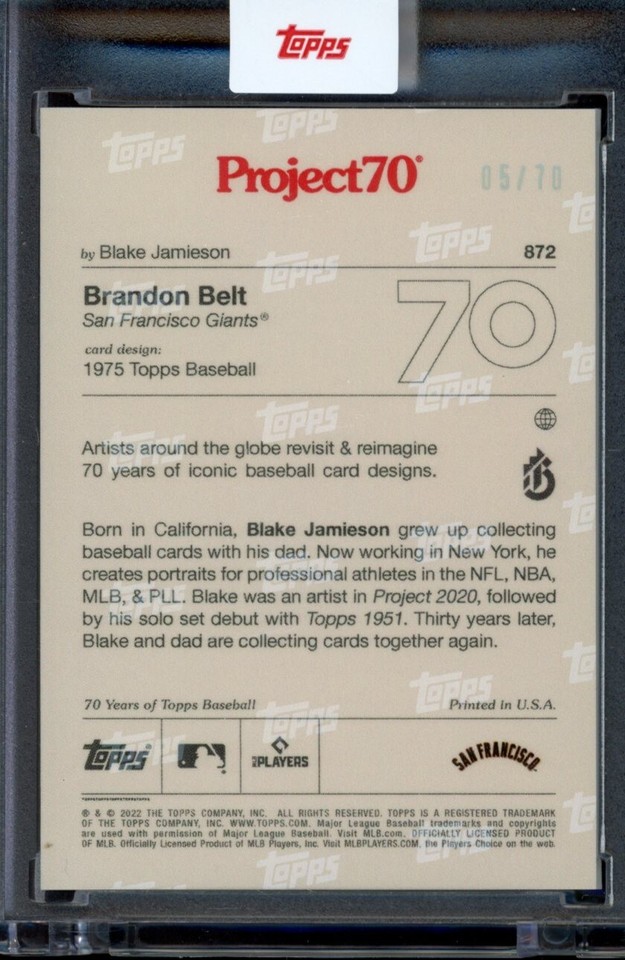 2021 Topps Project 70 Card #872 Brandon Belt Blake Jamieson Rainbow ...