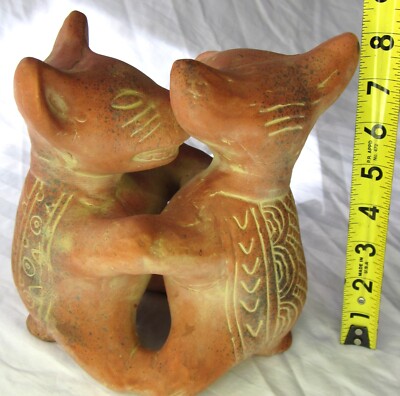 2 Dancing Dogs of Colima Pottery Mexico 8 in tall Terra Cotta Clay NICE ...