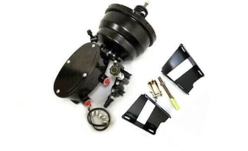 GM Firewall 7" Dual BLACK Power Brake Booster Tandem Master Prop Valve ...