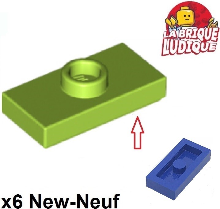 LEGO 6x Flat Modified 1x2 1 Stud Without Groove (Jumper) Green Lime ...