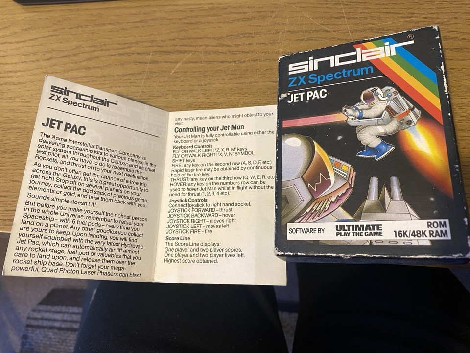 SINCLAIR ZX Spectrum 'JETPAC' Rom CARTRIDGE 16k/48k Ram Boxed Game ...