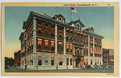 NY Postcard Poughkeepsie Dutchess County New York Court House street ...