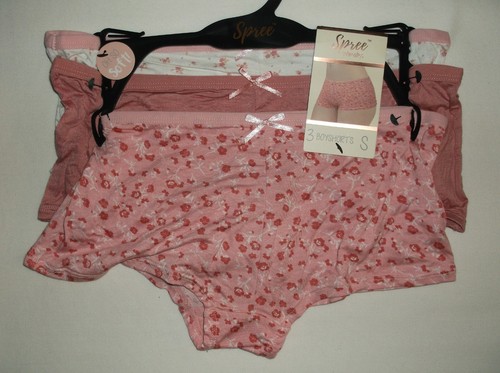 Spree 3pk boyshort panties S M pink w/floral/rose/white w/floral nwt ...