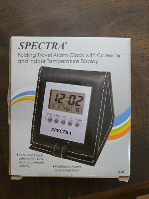 Spectra Folding Travel Alarm Clock With Calender And Indoor Temp | eBay