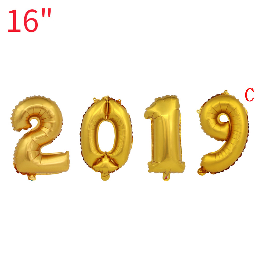 16" 32" Number Balloon 2019 Mylar Foil Balloons New Year Home ...