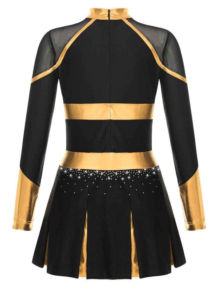 Kids Girls Cheer Leader Costume Cheerleading Uniform Long Sleeve ...
