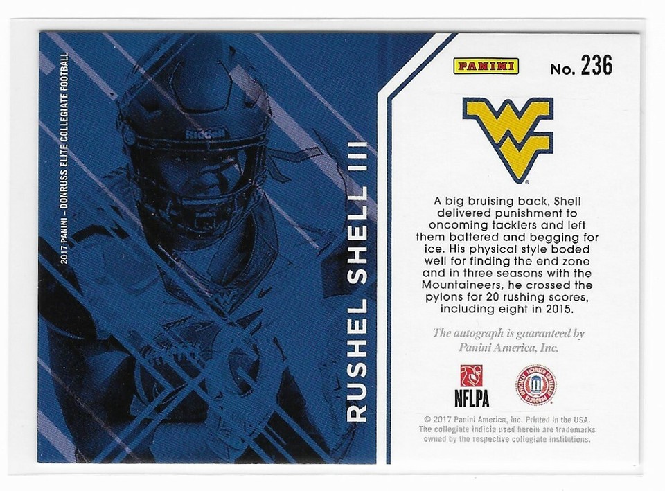 Rushel Shell III 2017 Panini Elite Draft Autograph Aspirations Red #236 ...