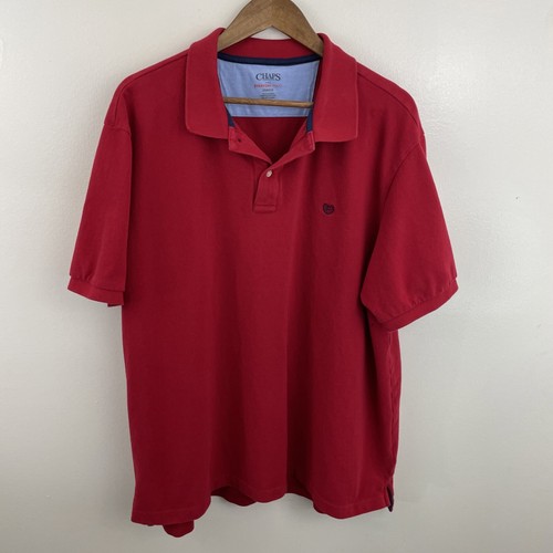 CHAPS Everyday Polo Shirt Mens 2XB Big 2X Red Short Sleeve Classic ...