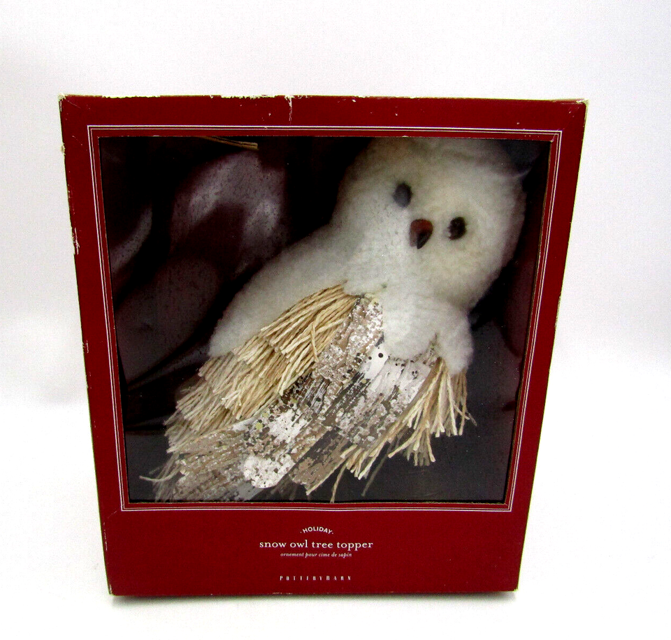Pottery Barn Tree Topper Arctic Snowy Owl Xmas Ornament Winter White ...
