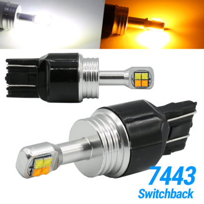 White/Amber 7443 LED DRL Switchback Turn Signal Parking Light Bulbs ...