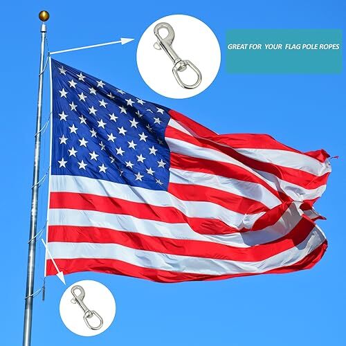 3.7 Inch Flag Clips Marine Flag Pole Swivel Snap Hooks 316 Stainless ...