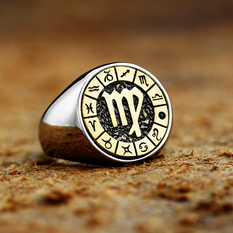 Vintage VIRGO Star Sign Symbol Ring Stainless Steel Men Women Virgo Ring Gifts | eBay