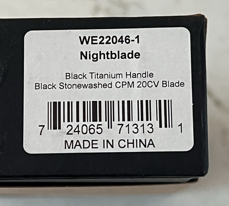WE Knife Nightblade 22046-1 Black Titanium Black CPM 20CV Steel Knife ...