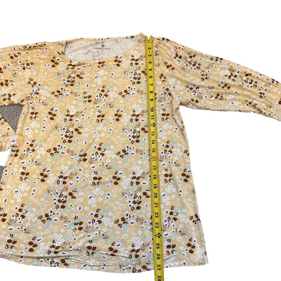 Laurie felt Women’s Silky Yellow Bamboo Floral Los Angeles Blouse Size ...
