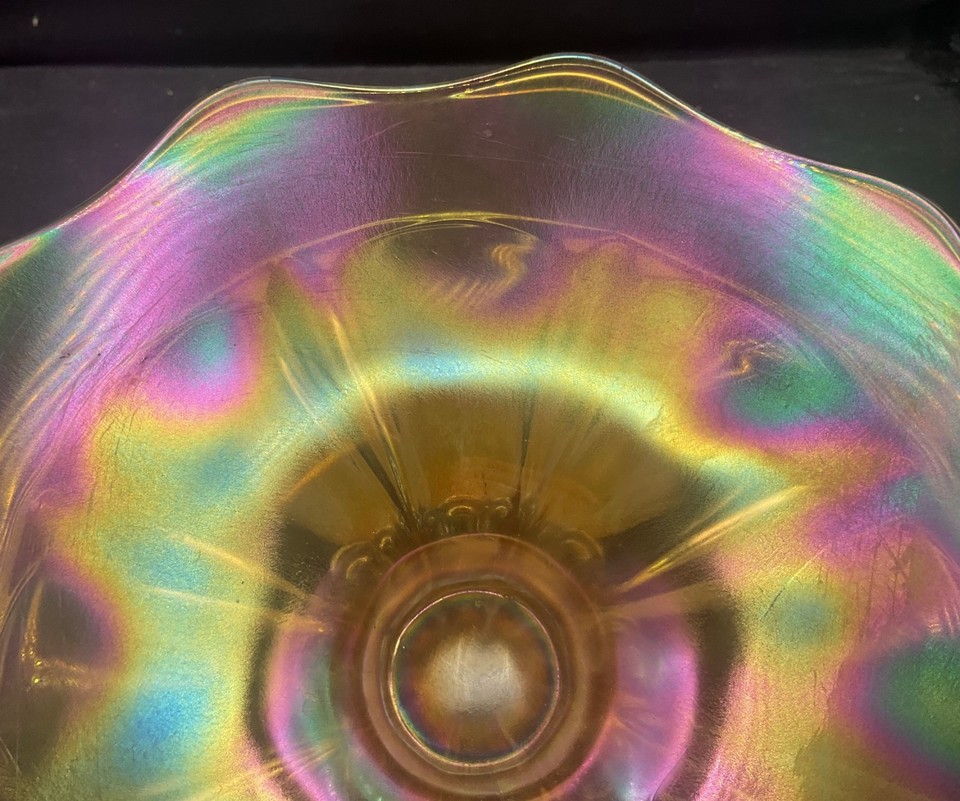 SCARCE SHAPE VINTAGE CARNIVAL IMPERIAL MARIGOLD COLUMBIA CAKE PLATE ...