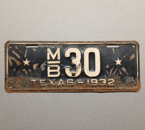 🐾 1932 TEXAS "MOTOR BUS" LICENSE PLATE (MB-30) *RARE DOUBLE STAR PLATE ...