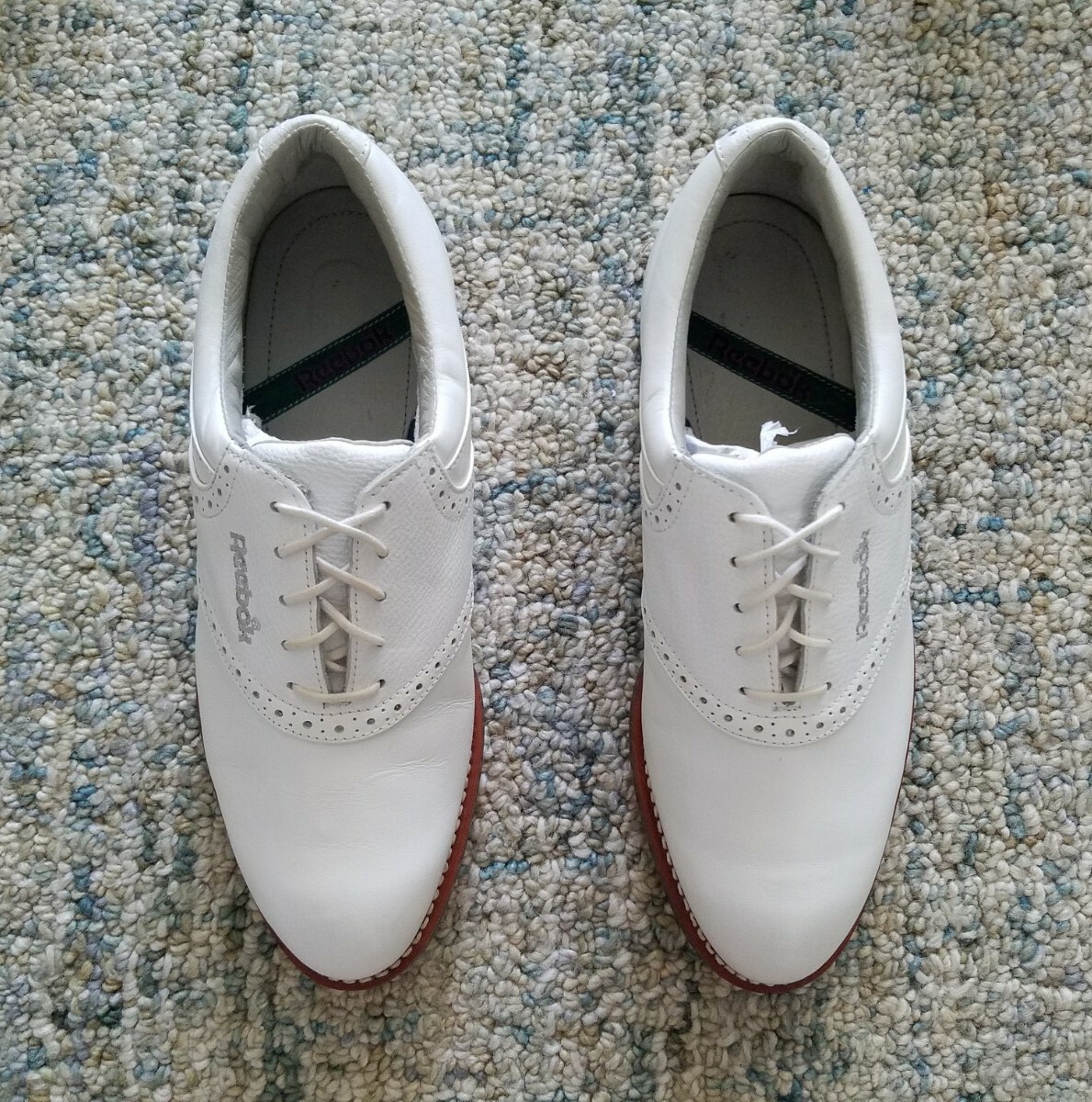 VINTAGE 80'S MEN REEBOK CLASSIC WHITE BRASS SPIKES MADE IN KOREA GOLF ...