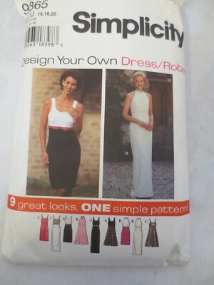 Vtg Simplicity Pattern #9865 MISSES' Dress Straight Flare Sz 16-20 9 ...